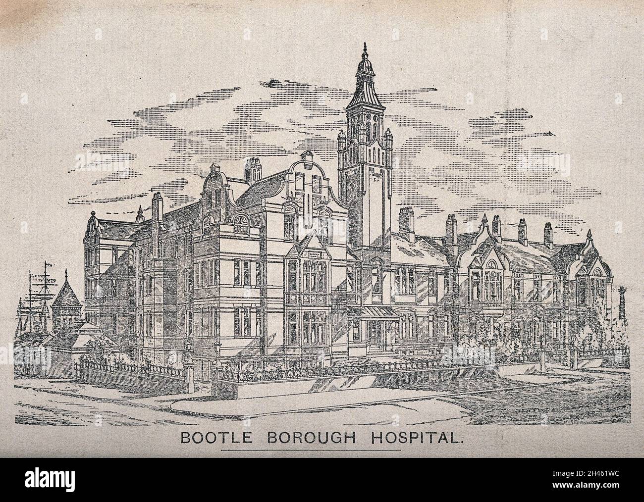 Bootle Borough hospital. Process print after a pen drawing Stock Photo ...