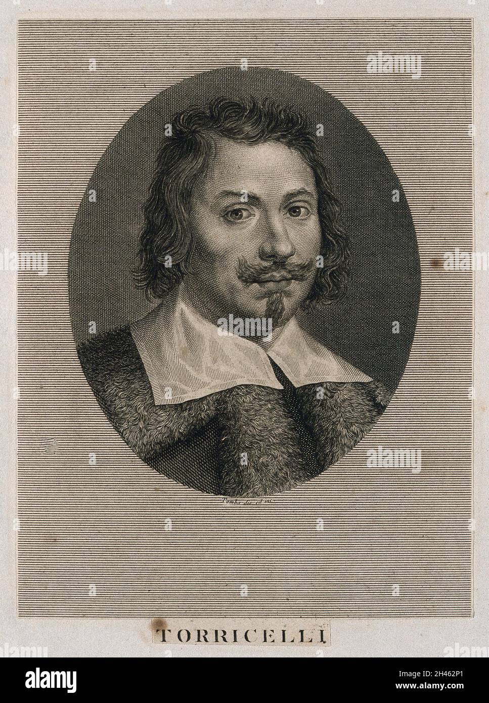 Evangelista Torricelli. Line engraving by Tomba after himself Stock ...