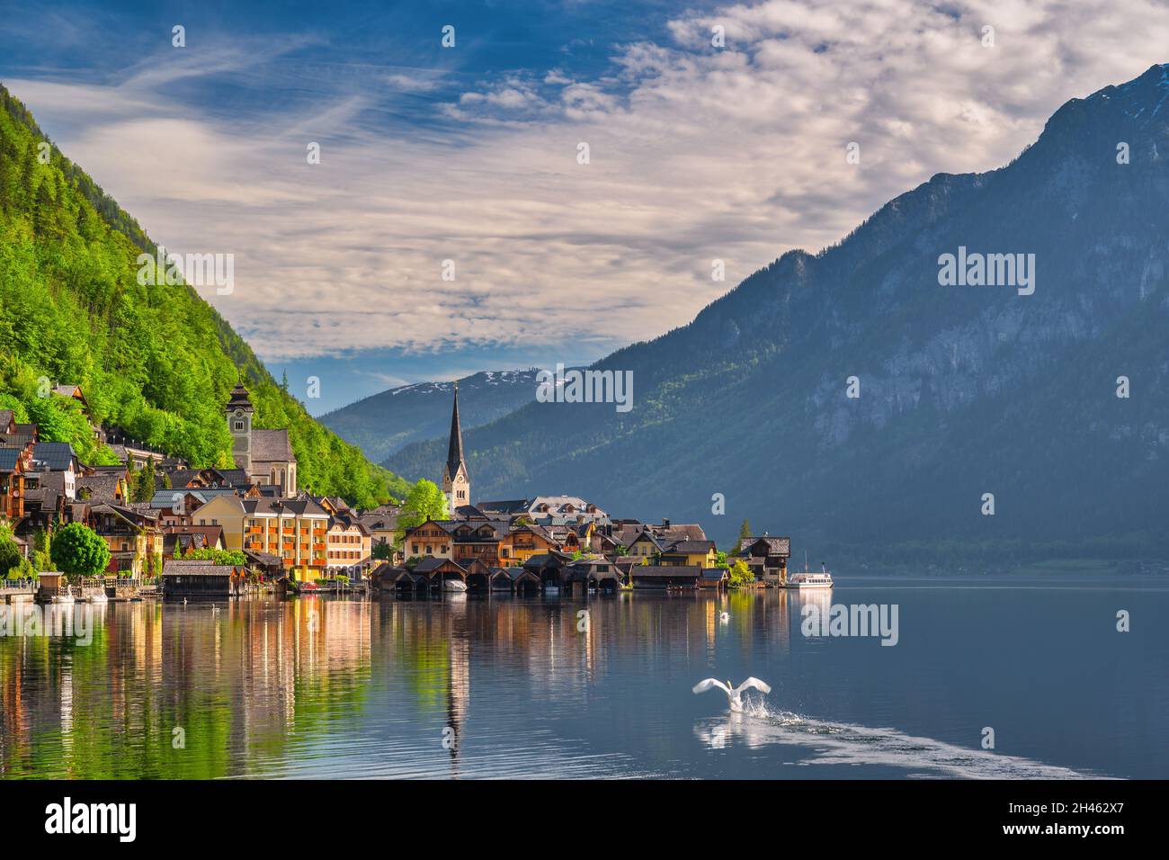 Hallstatt Austria, Nature landscape of Hallstatt village with lake and ...