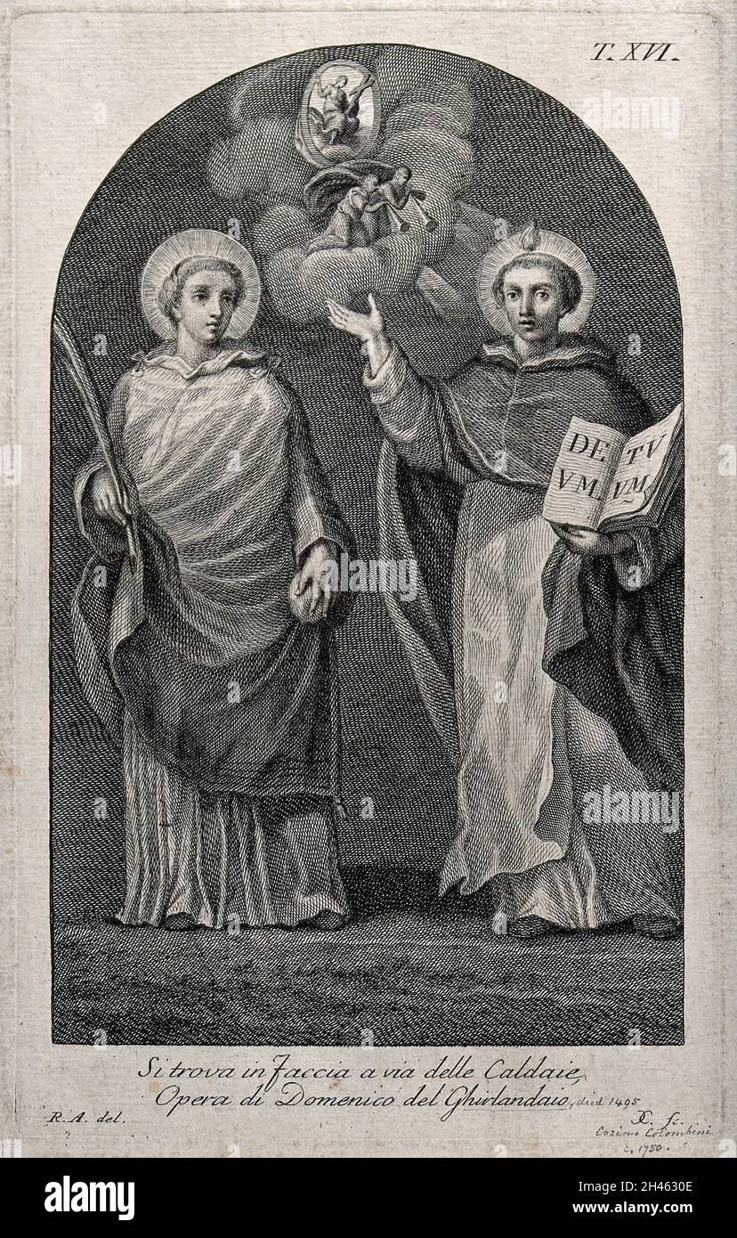 Christ with Saint Stephen and Saint Thomas Aquinas. Etching by C ...
