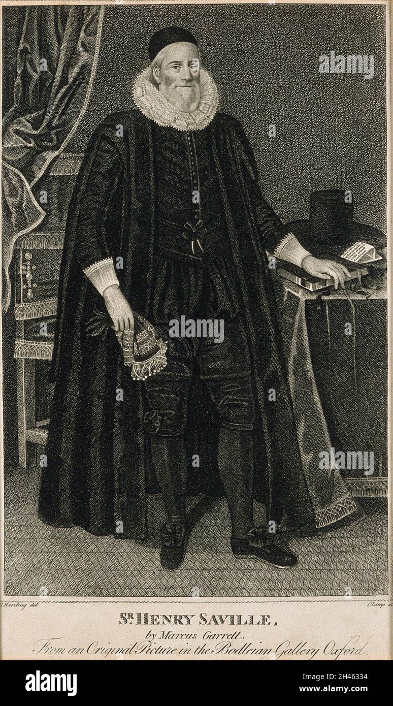 Sir Henry Savile. Stipple engraving by R. Clamp, 1796, after S. Harding ...
