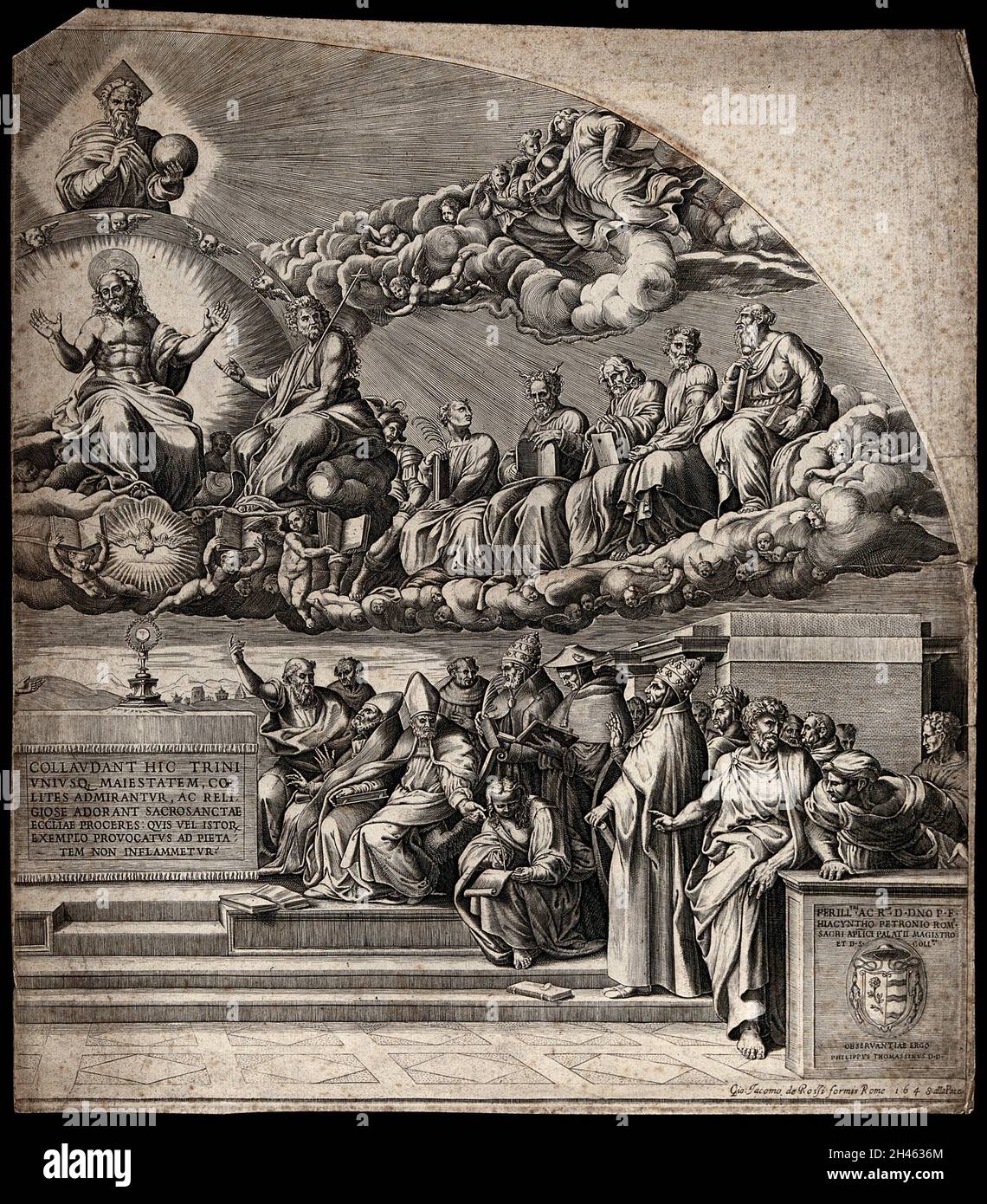 The 'Disputa', right half. Engraving after Raphael Stock Photo - Alamy