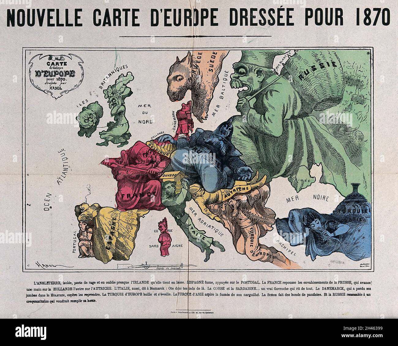 Different figures representing a map of the countries of Europe in 1870 ...