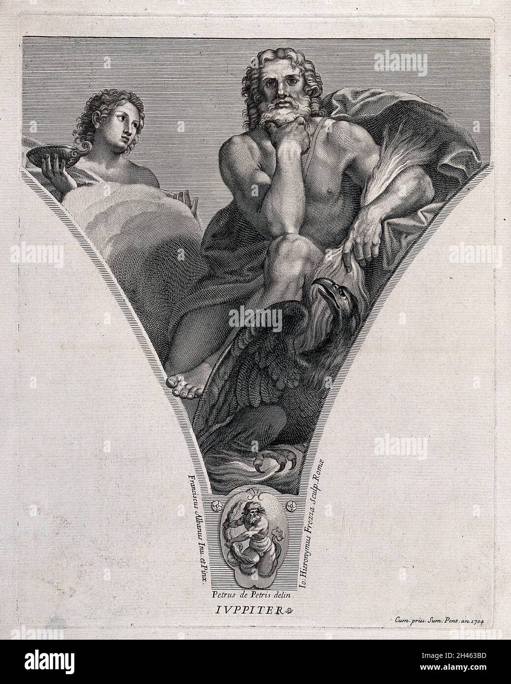Jupiter [Zeus]. Engraving by G.H. Frezza, 1704, after P. de Petris ...