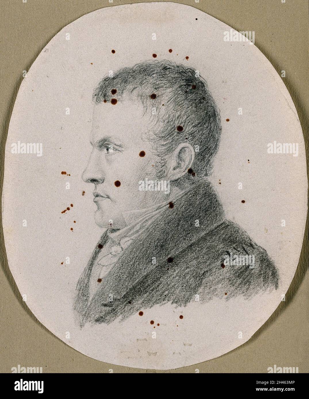 Johann Caspar Spurzheim. Pencil drawing by Honorine Spurzheim, 1825 ...