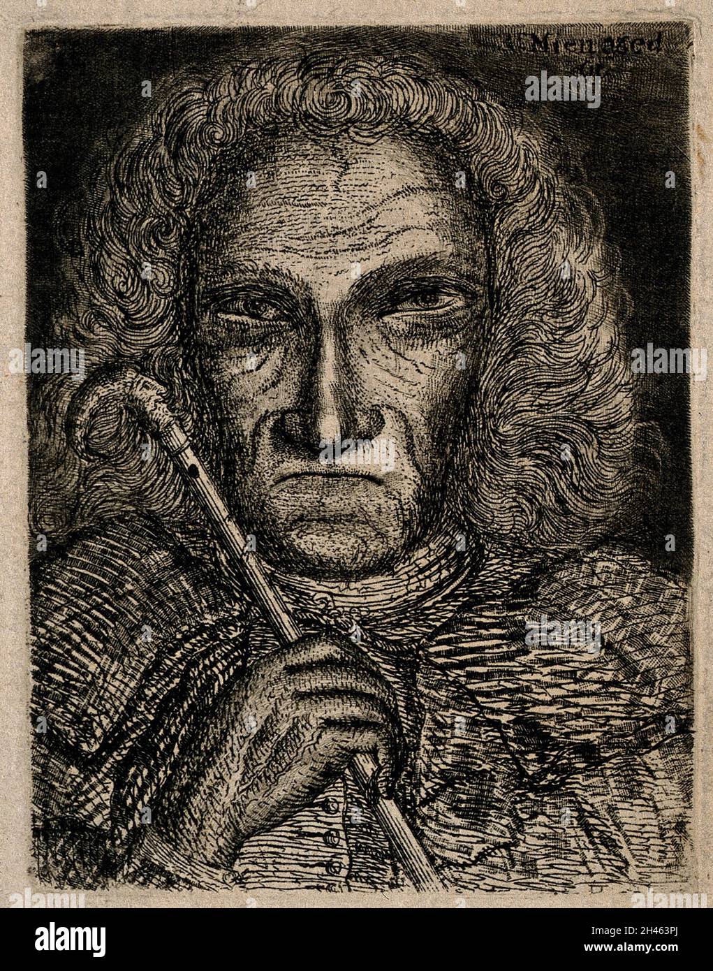 Richard Mien, aged 91. Etching Stock Photo - Alamy