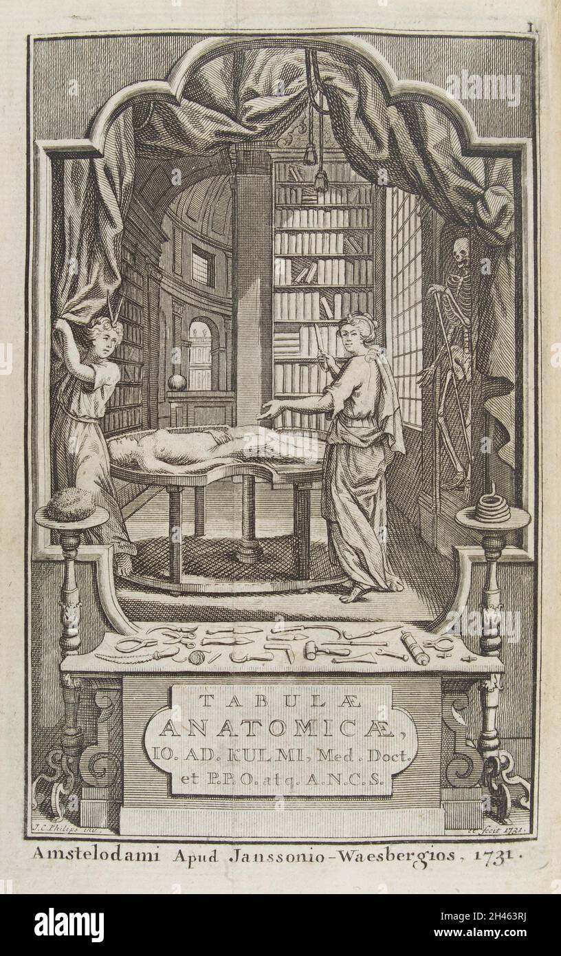 Johann Adam Kulmus about to perform an autopsy with autopsy instruments ...
