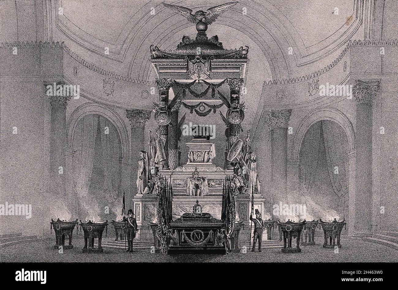 Catafalque in the temporary chapel in the Eglise des Invalides in Paris ...
