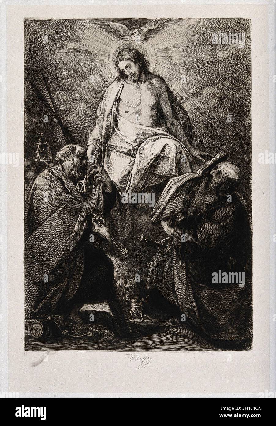 Christ with the Holy Ghost, Saint Peter the Apostle and Saint Paul the ...