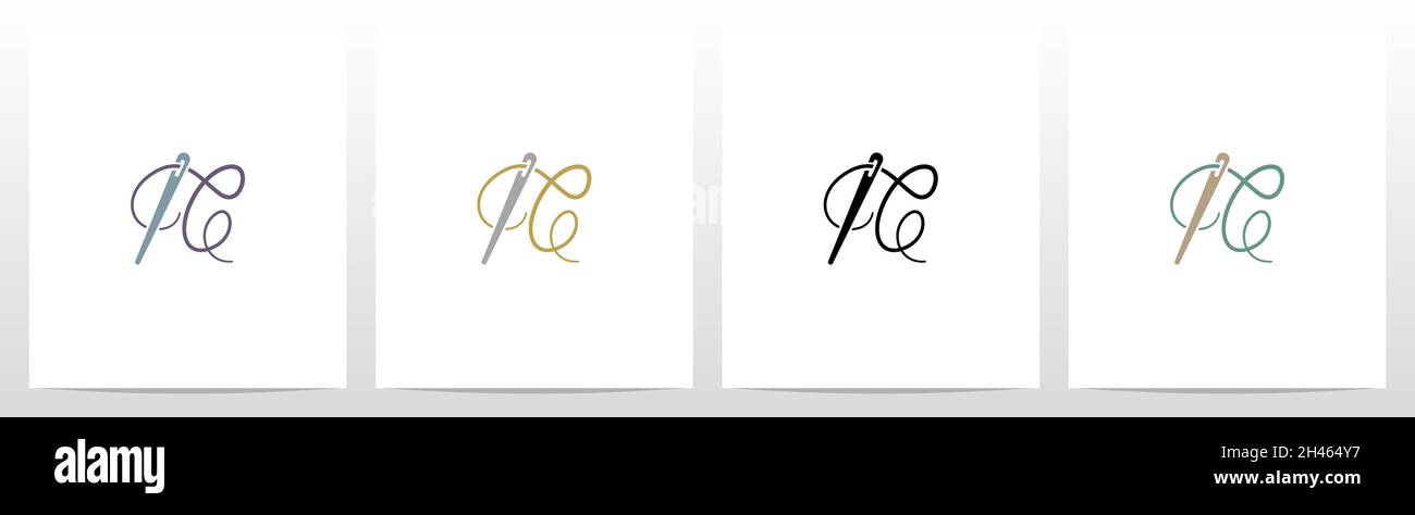 Thread And Needle Formed Letter Logo Design C Stock Vector Image & Art ...