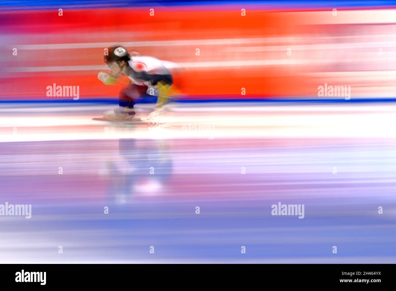 Short track speed skating mixed team relay final hi-res stock ...