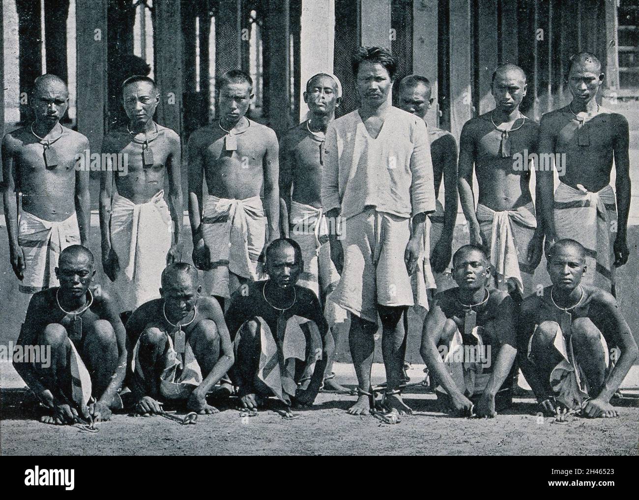 Thirteen male prisoners in India or Burma ("dacoits", bandits) wearing ...