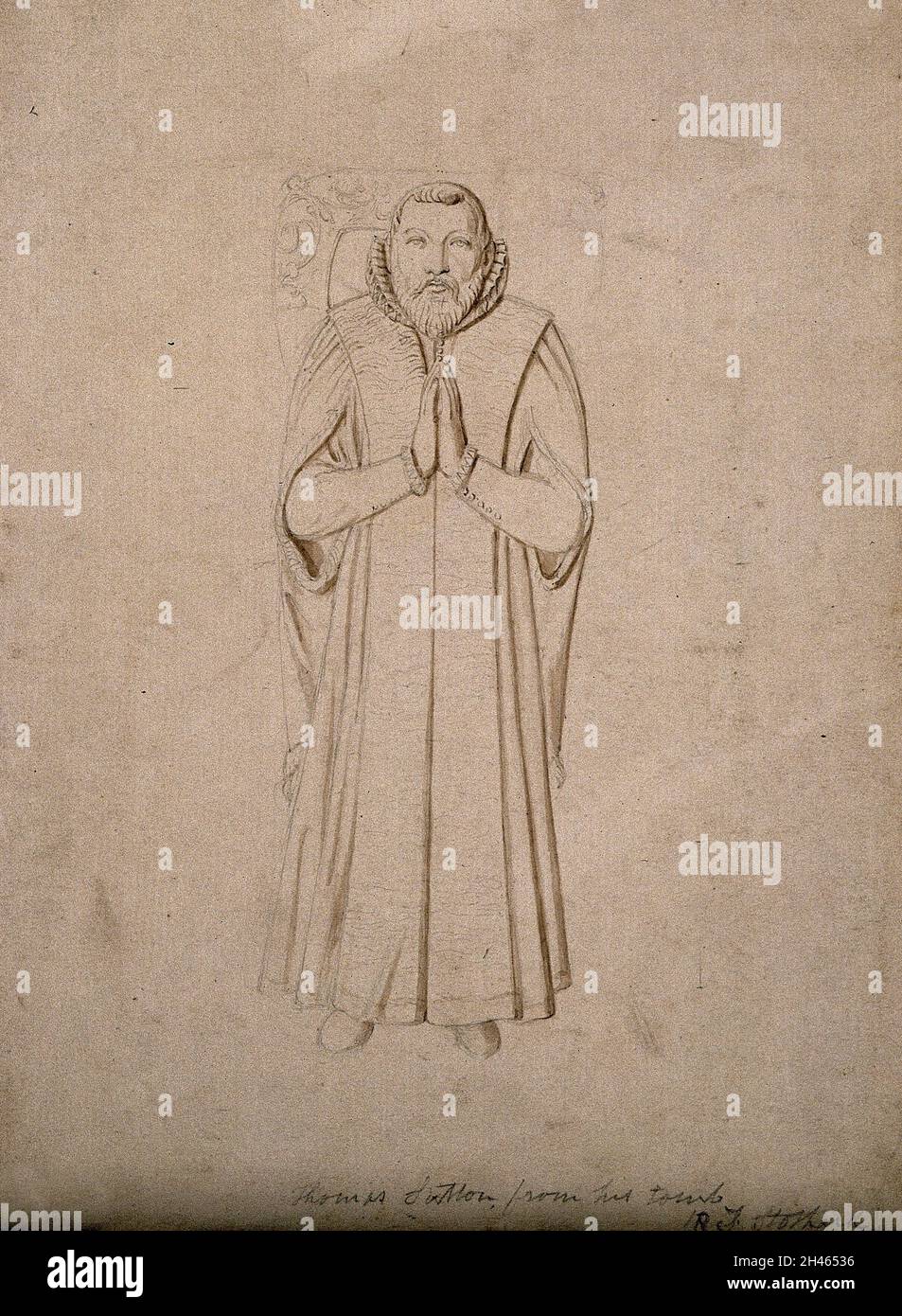 Thomas Sutton. Pencil drawing with wash by R. J. Stothard Stock Photo ...