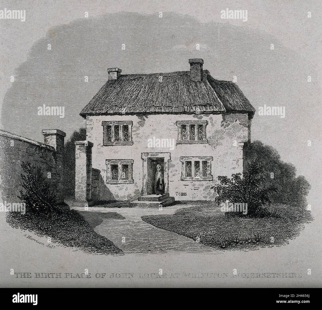 The cottage in Wrington, where John Locke was born. Etching after G ...