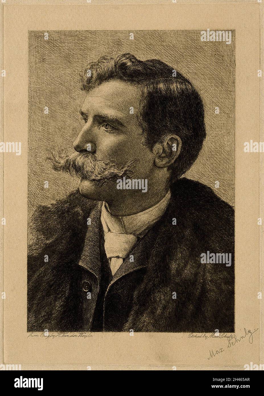 Henry Solomon Wellcome. Etching by M. Schultz after H. van der Weyde ...