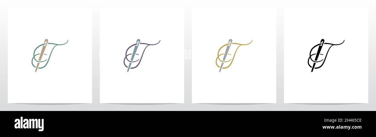 Thread And Needle Formed Letter Logo Design T Stock Vector Image & Art ...