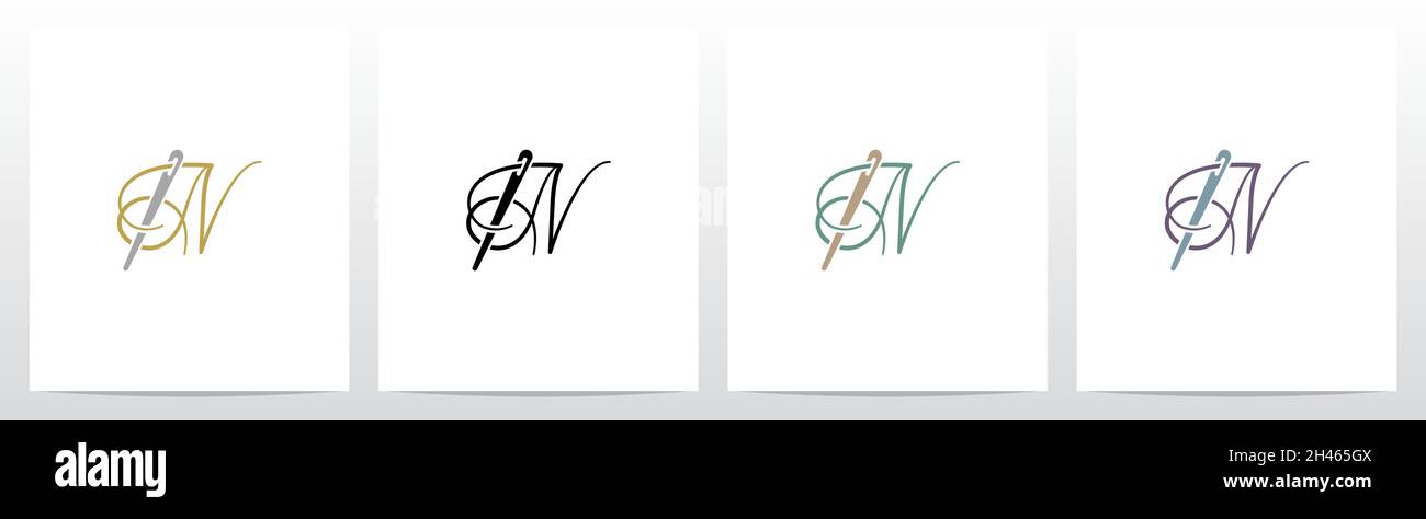 Thread And Needle Formed Letter Logo Design N Stock Vector Image & Art ...