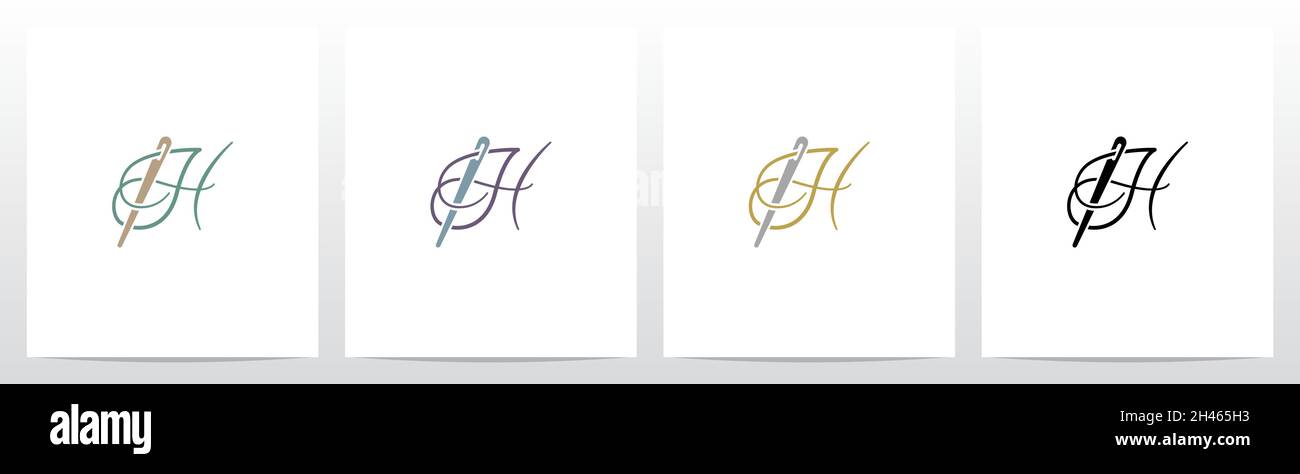 Thread And Needle Formed Letter Logo Design H Stock Vector Image & Art ...