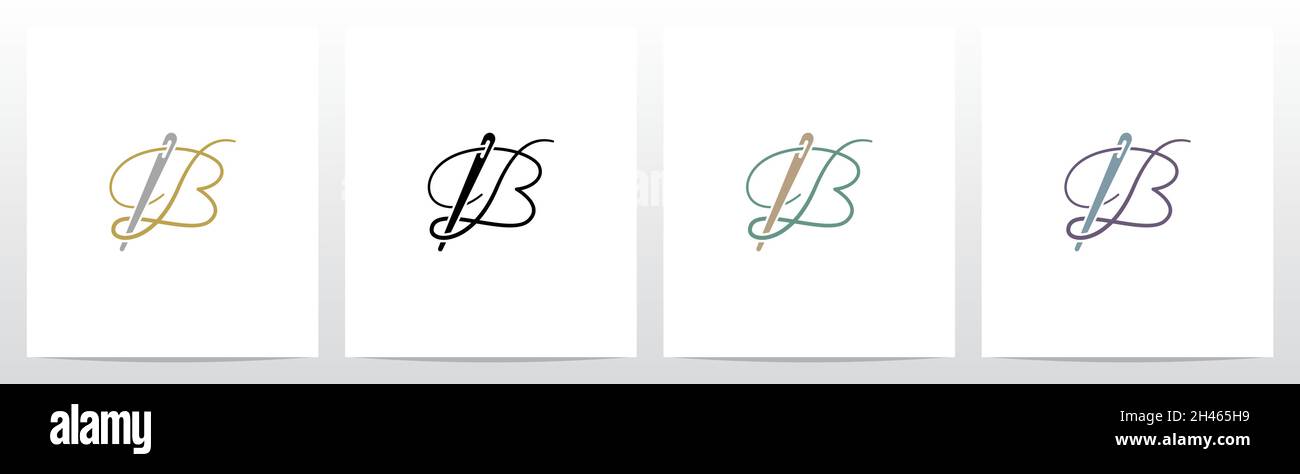 Thread And Needle Formed Letter Logo Design B Stock Vector Image & Art ...
