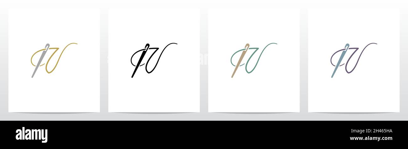 Thread And Needle Formed Letter Logo Design V Stock Vector Image & Art ...