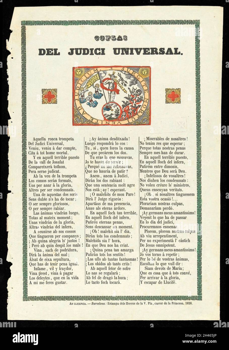 The Last Judgment. Coloured woodcut with letterpress, 1858 Stock Photo ...