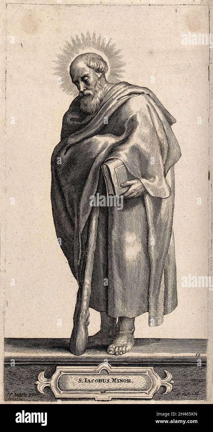 Saint James the Less. Line engraving by G. David after Sir P.P. Rubens ...