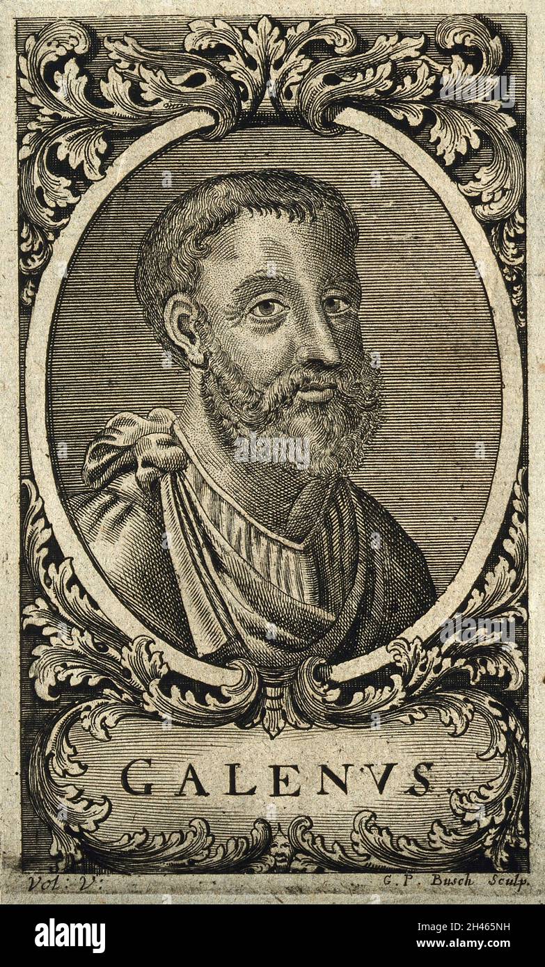 Galen. Line engraving by G. P. Busch Stock Photo - Alamy