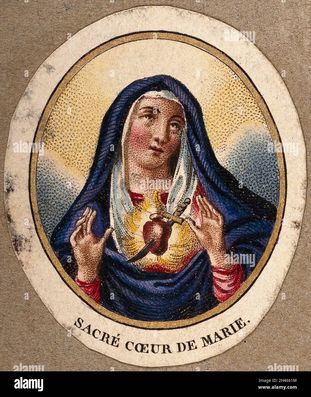 Saint Mary (the Blessed Virgin). Coloured engraving Stock Photo - Alamy