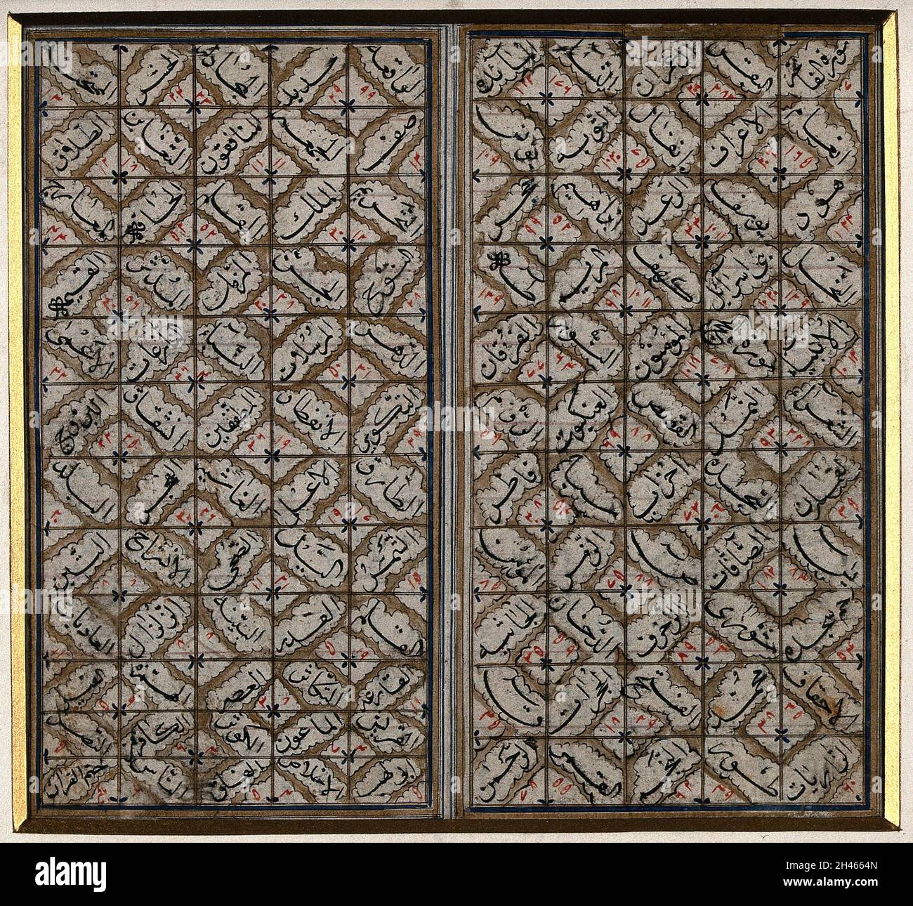 Painted tablet for fortune telling, inscribed with the names of ...