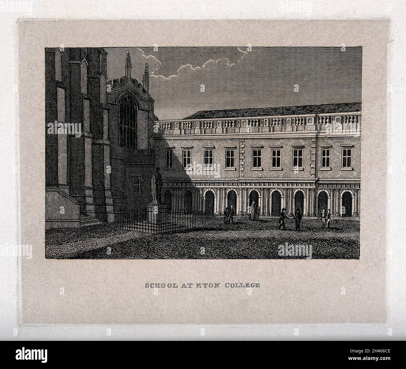 The school courtyard, Eton College, Berkshire. Line engraving Stock ...