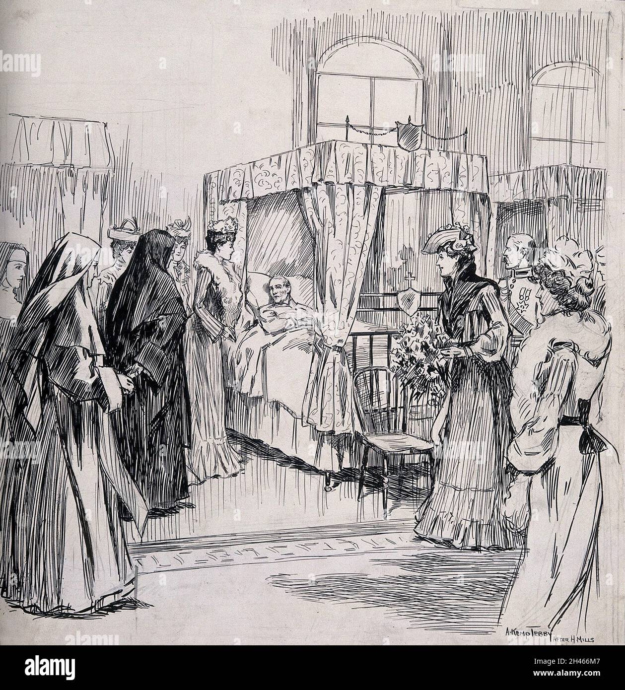 Queen Alexandra visiting the sick in the Patrick ward, Dublin Hospital ...