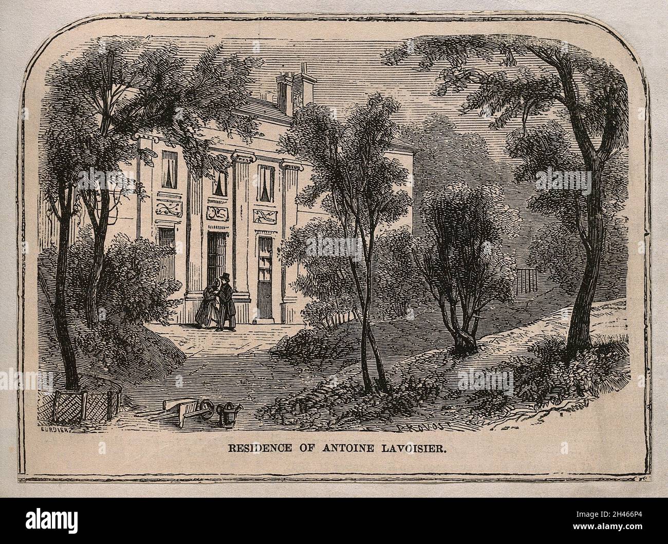 Antoine Laurent Lavoisier's house. Wood engraving by Gurdier Stock ...