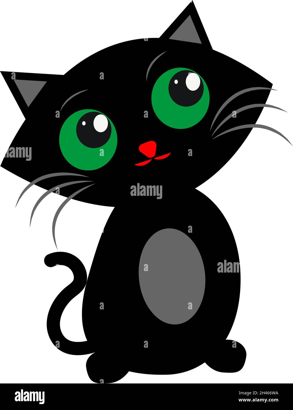 Thinking cat, illustration, vector, on a white background Stock Vector ...