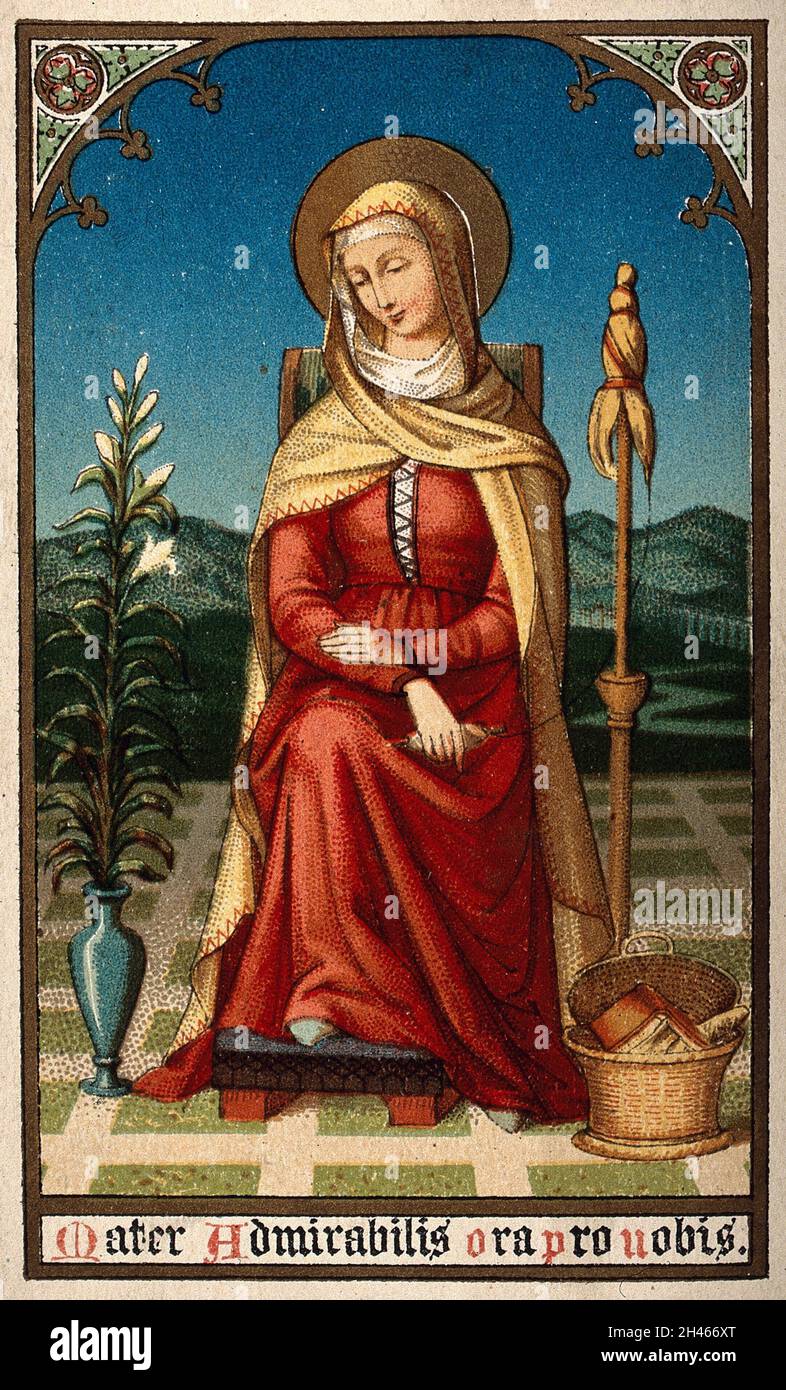 Saint Mary (the Blessed Virgin). Colour lithograph, 1885 Stock Photo ...