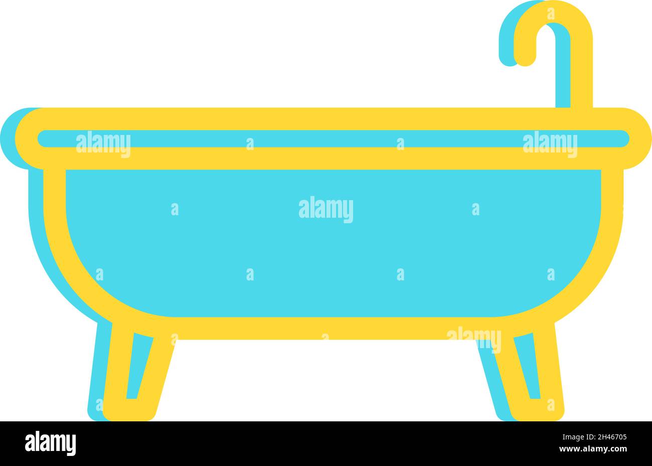 Blue bath, illustration, vector, on a white background Stock Vector ...