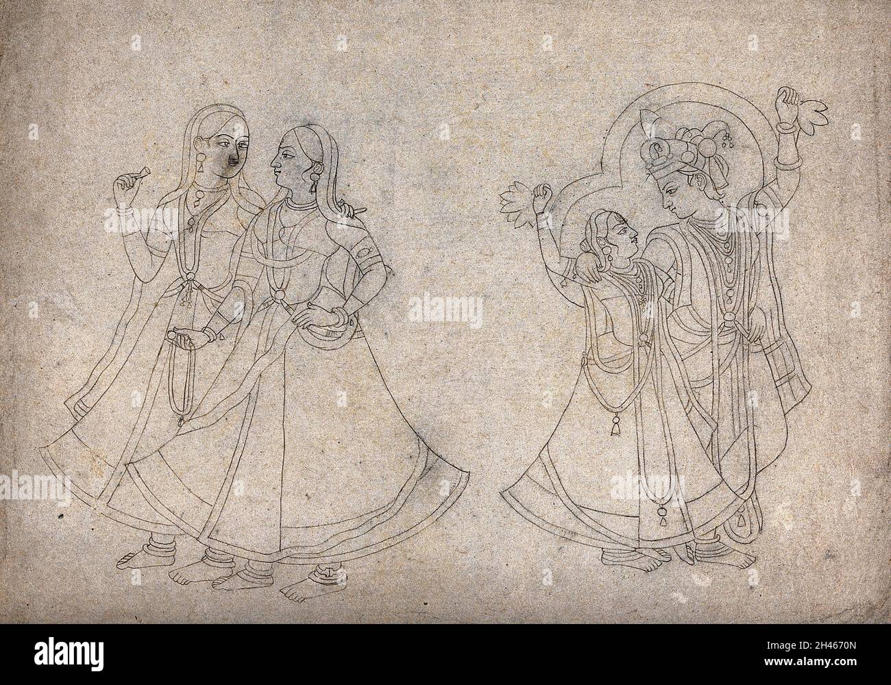 Two couples in a dance position. Ink drawing Stock Photo - Alamy