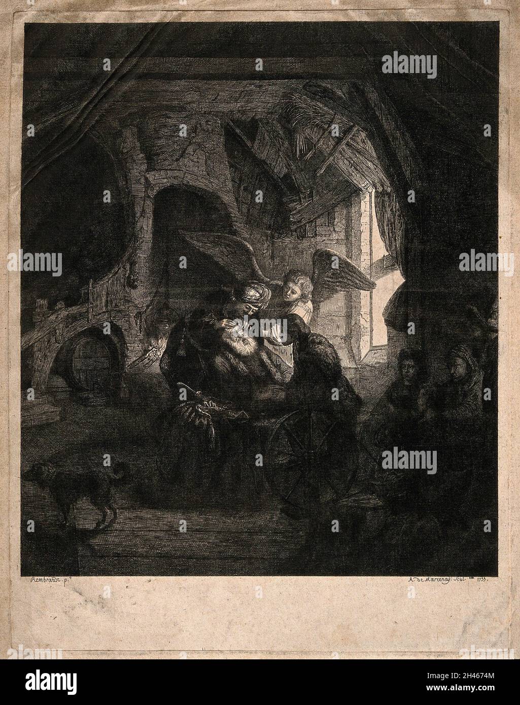 Tobias under the guidance of the archangel Raphael, cures Tobit's ...