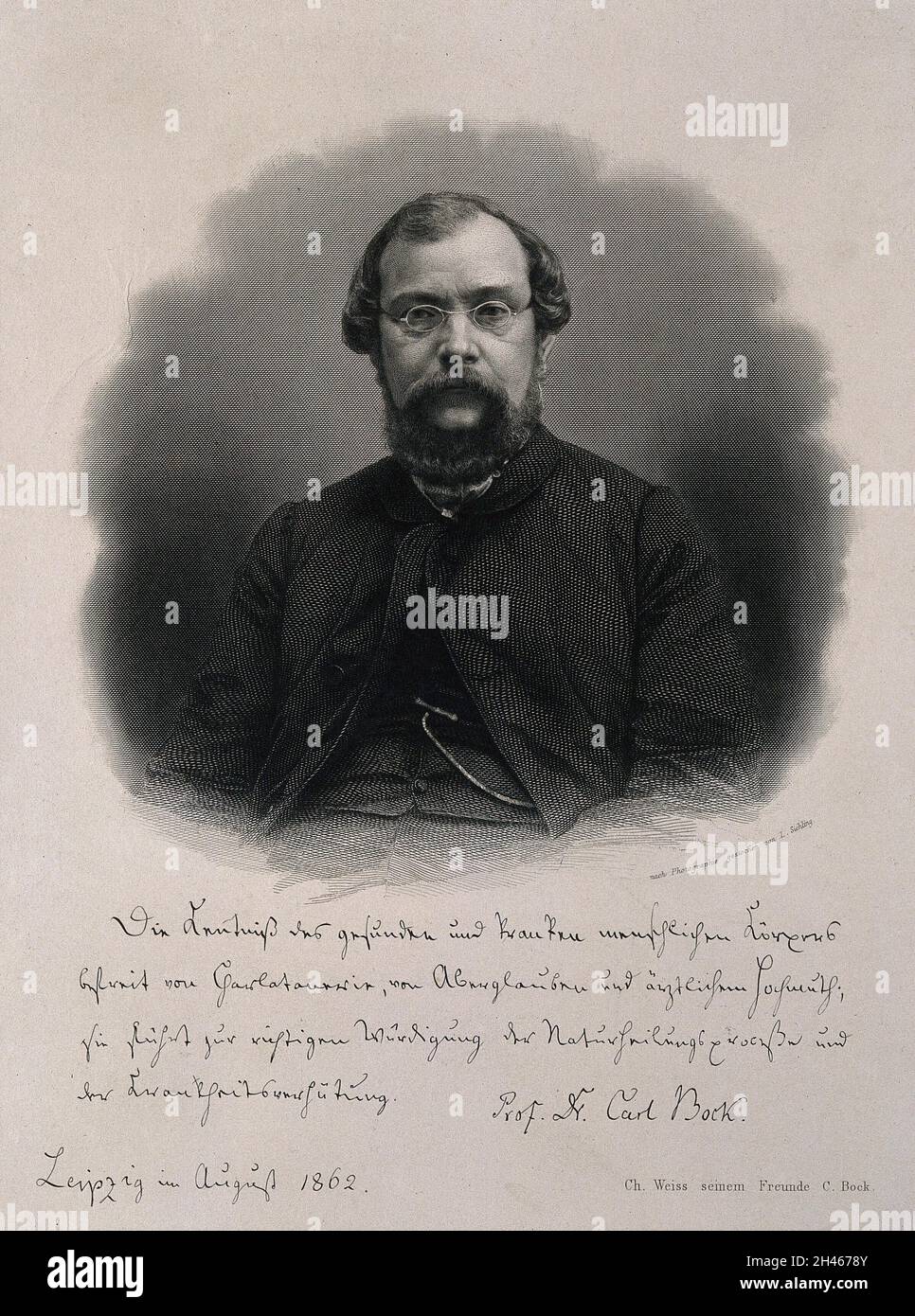 Karl Ernst Bock. Line engraving by L. Sichling Stock Photo - Alamy