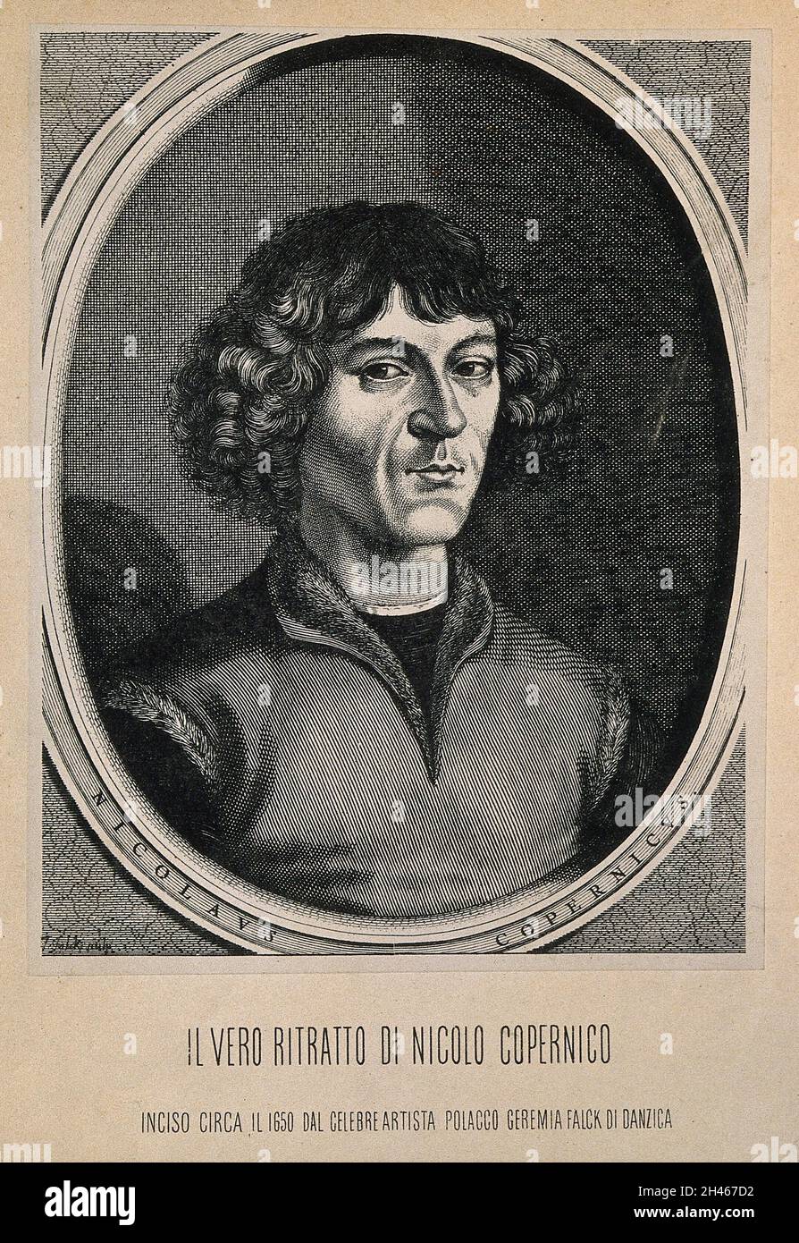 Nicolaus Copernicus. Reproduction of line engraving after J. Falck ...