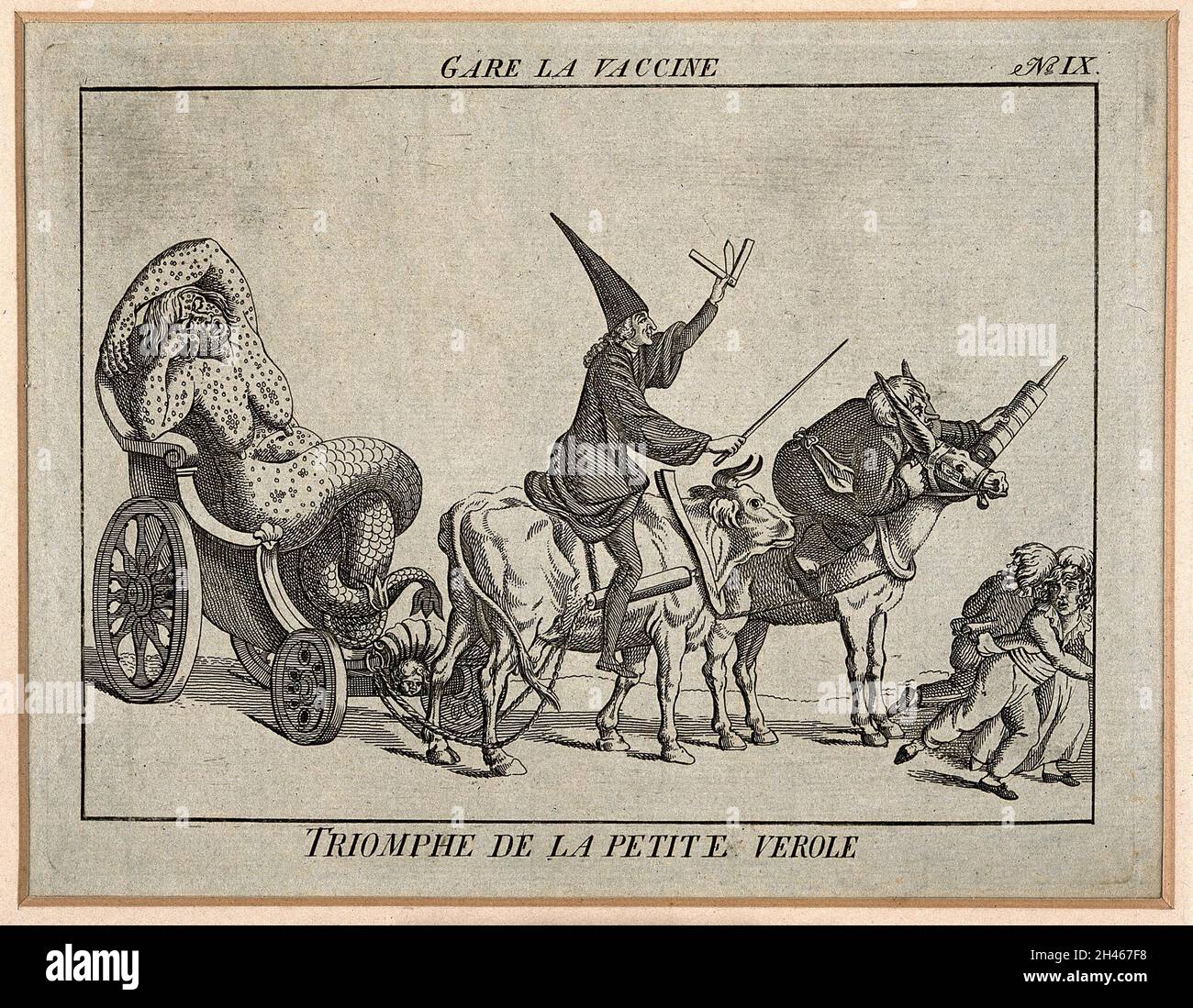 A diseased woman turning into a mermaid, a physician with a lancet ...