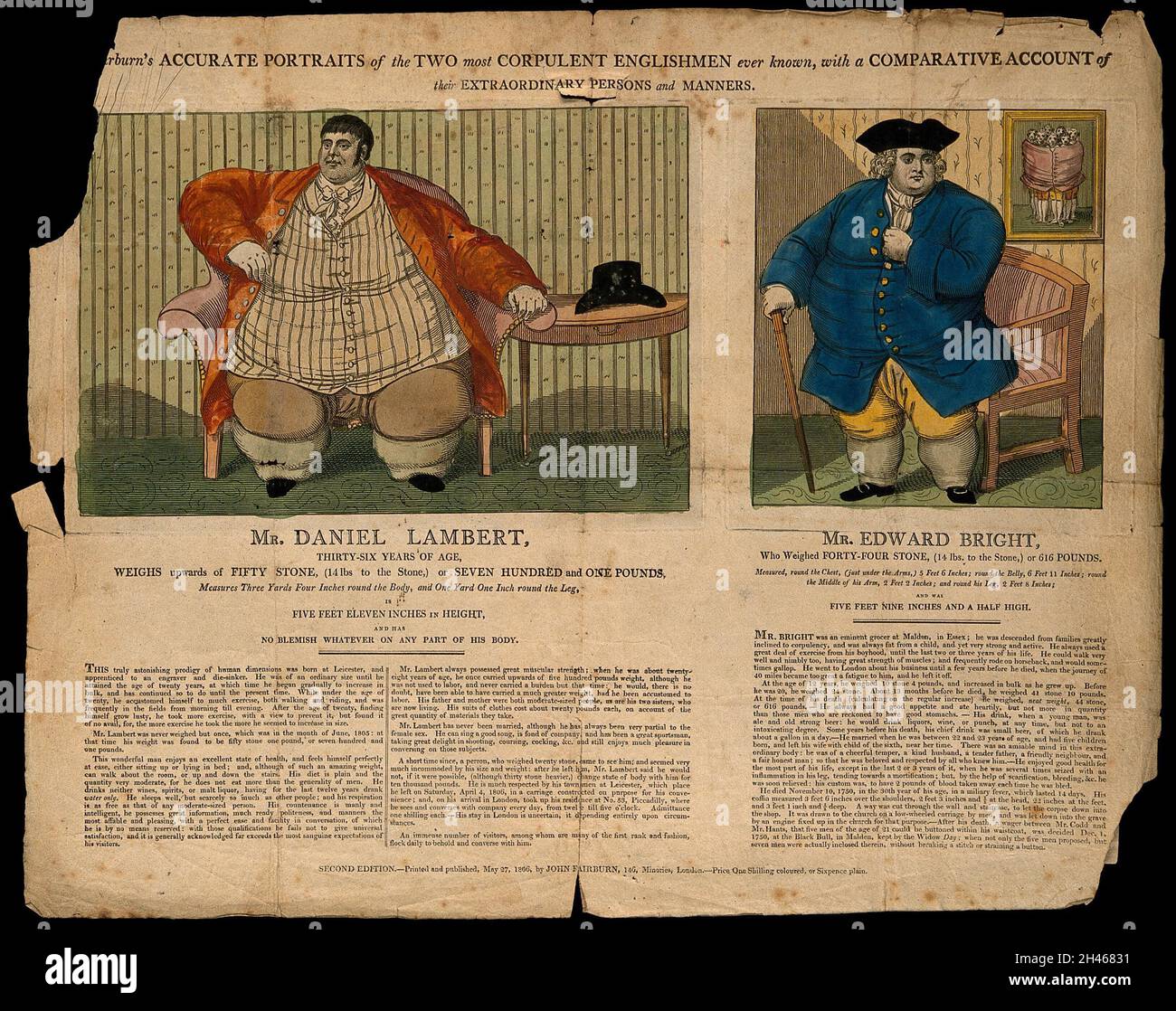 Separate portraits of Daniel Lambert and Edward Bright, 50 stone and 44 ...