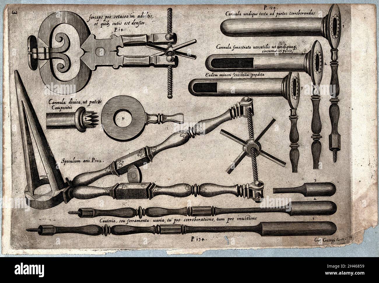 Surgical instruments. Engraving by G. Georgi, 1656 Stock Photo - Alamy