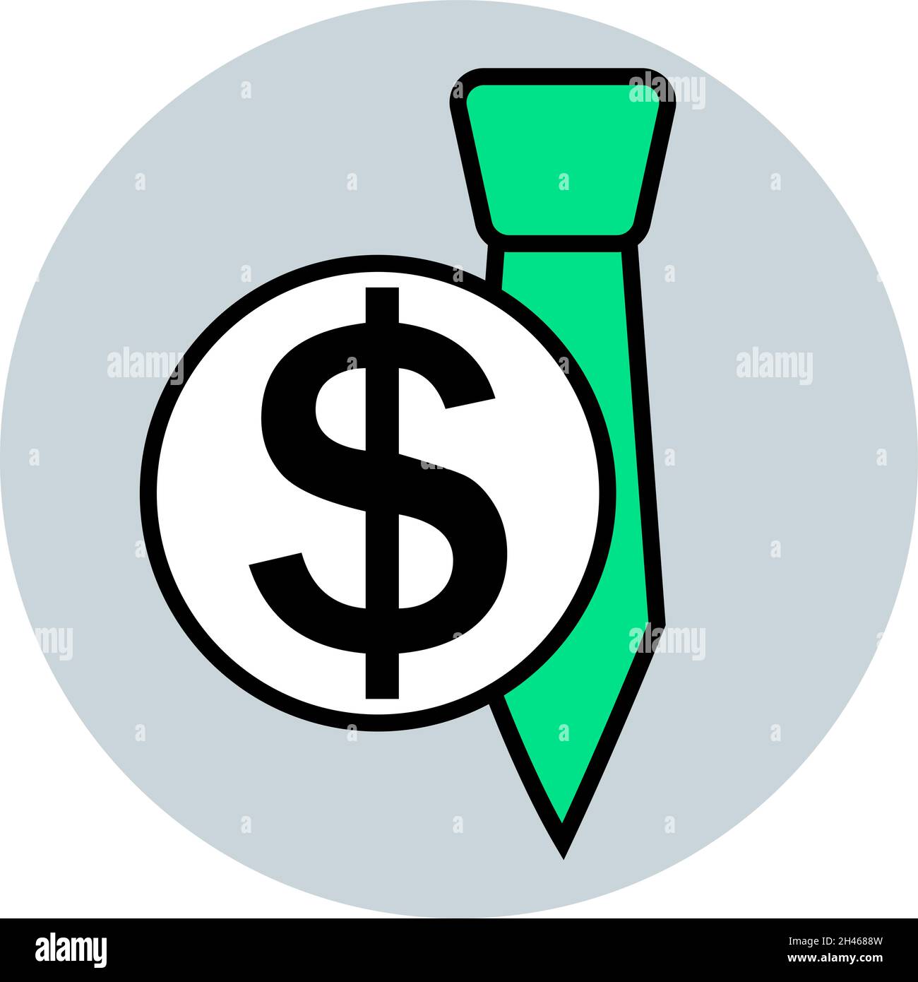 Tie with money sign, illustration, vector, on a white background Stock ...