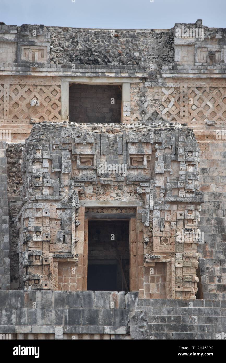 Decorative motifs and doors from a Maya building in Uxmal, Yucatan ...