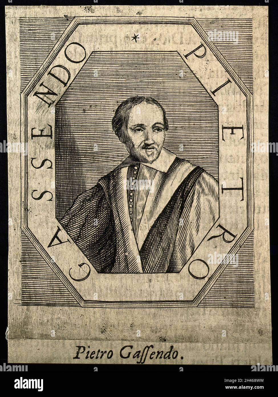 Pierre Gassendi. Engraving and letterpress, 1666 Stock Photo - Alamy