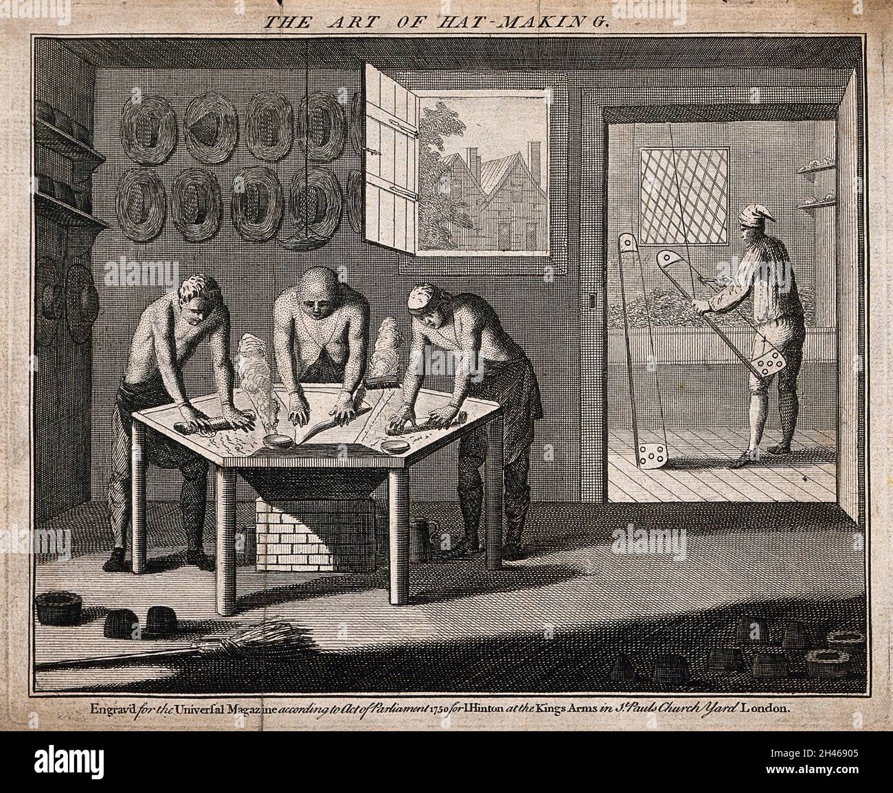 Hat makers: interior view, various implements used in the making of ...