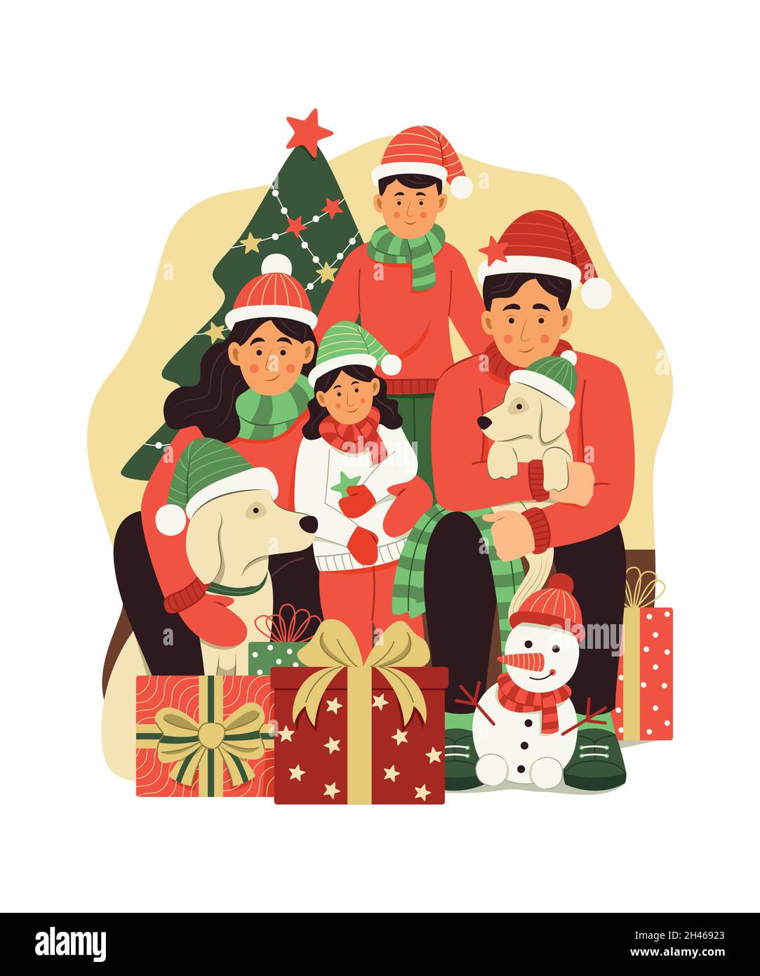 Happy family christmas present Stock Vector Images - Alamy