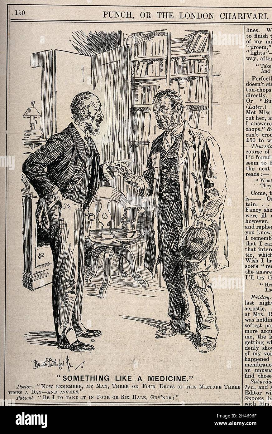 A patient completely misunderstanding a doctor. Wood engraving by B ...