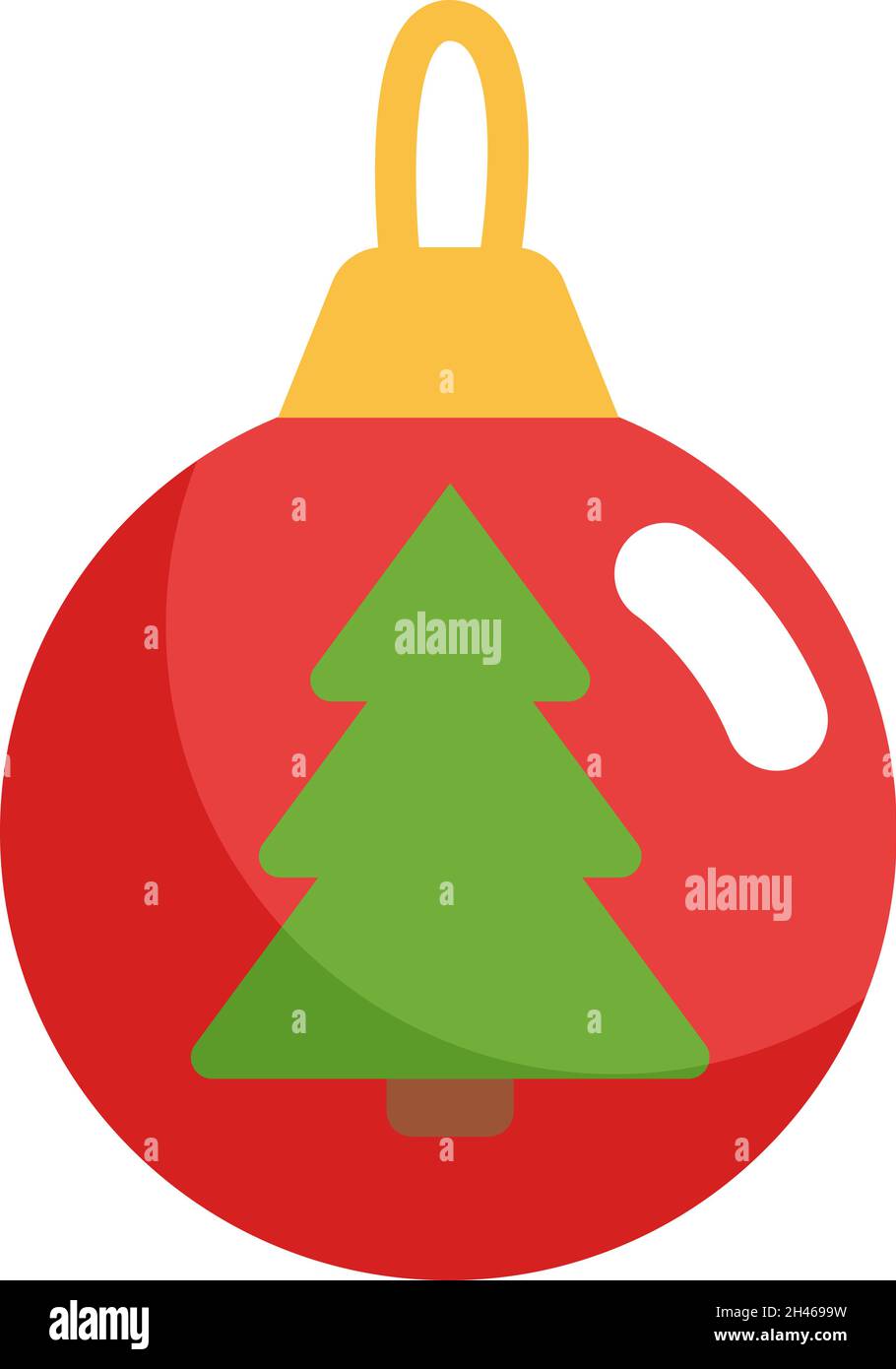 Simple red tree toy with christmas tree, illustration, vector, on a ...