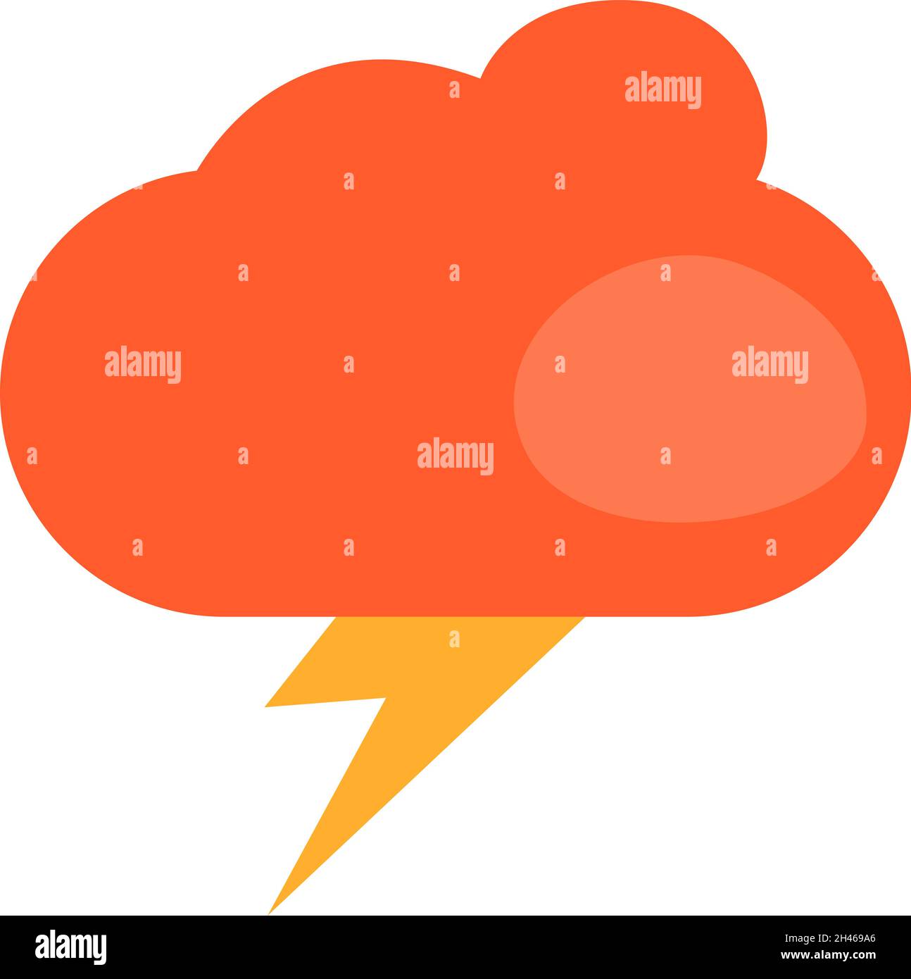 Red thunder cloud, illustration, vector, on a white background Stock ...